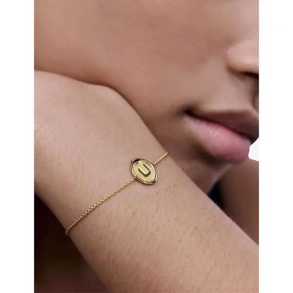 Monica Vinader Initial U Stamp Chain Bracelet - Gold