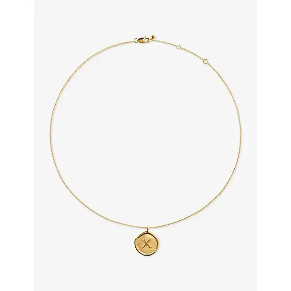 Monica Vinader Initial X Stamp 18ct Yellow Vermeil Chain Necklace - Gold