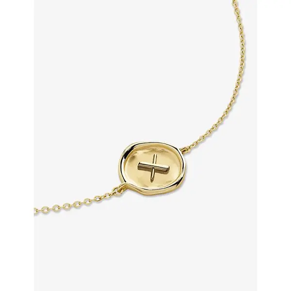 Monica Vinader Mini Initial X Stamp 14ct Solid Chain Bracelet - Gold