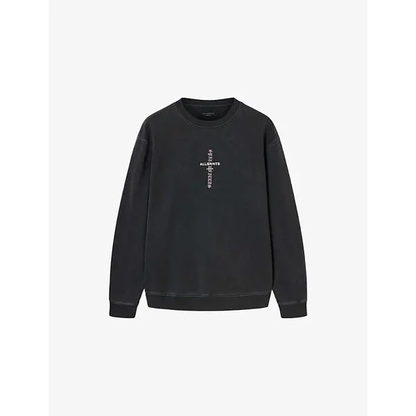 ALLSAINTS Knox Branded Cotton-jersey Sweatshirt - Washed Black
