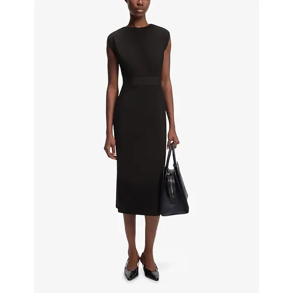 Boss Short-Sleeve Stretch-Jersey Midi Dress In Black | Editorialist