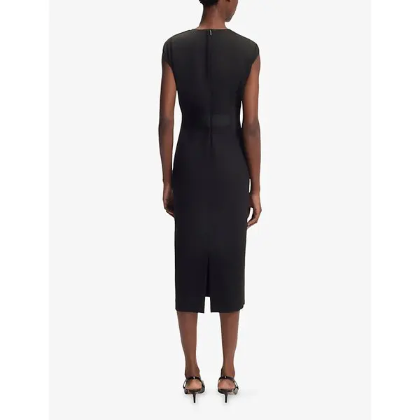 BOSS Waistband-detail dress in stretch jersey, Women, Size: 2, Black