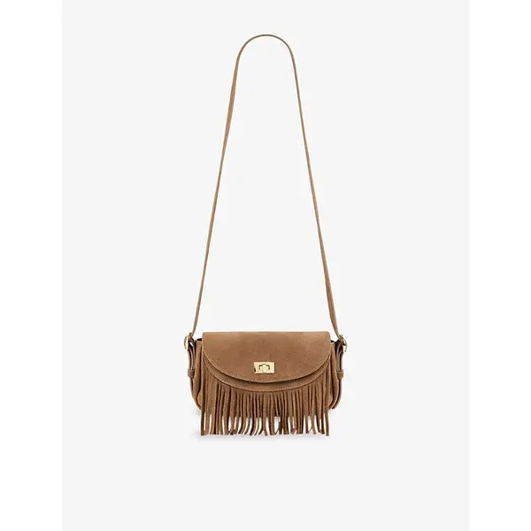 Sandro Mini Mambo Suede Cross Body Bag - Caramel