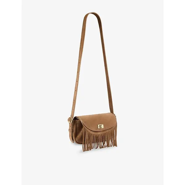 Sandro Mini Mambo Suede Cross Body Bag - Caramel