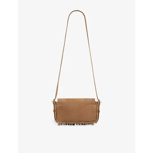 Sandro Mini Mambo Suede Cross Body Bag - Caramel