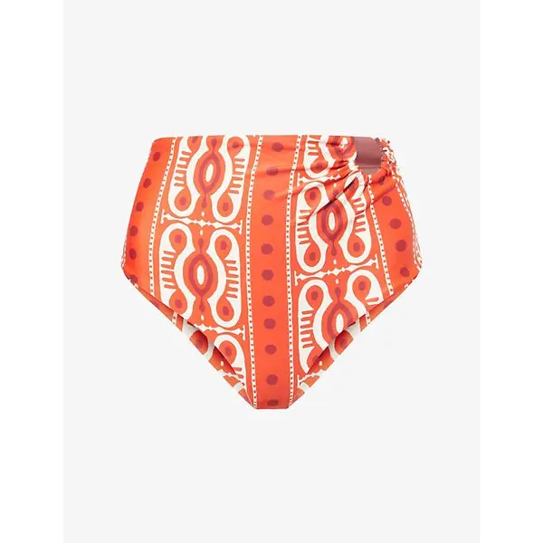 Johanna Ortiz Taita High-rise Bikini Bottoms - Red/ecru