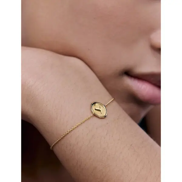Monica Vinader Initial Y Stamp Chain Bracelet - Gold