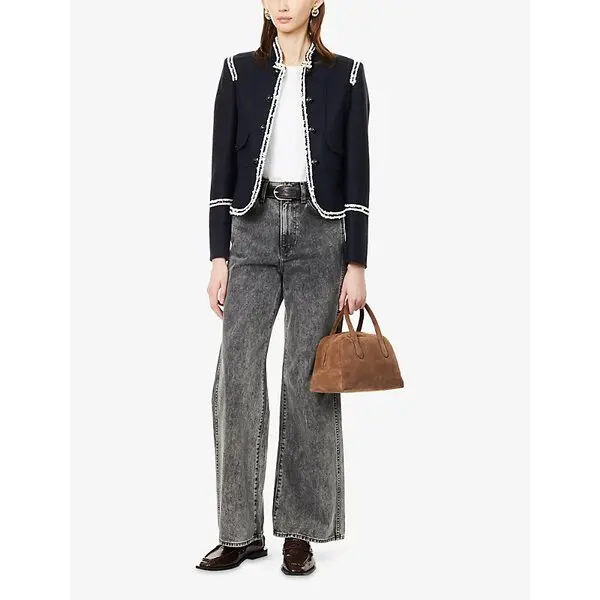 ME+EM Fitted Wool-blend Jacket With Braided Trim