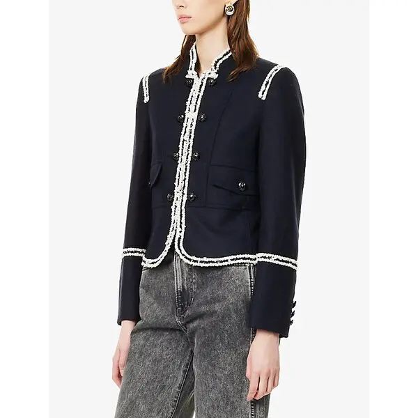 ME+EM Fitted Wool-blend Jacket With Braided Trim