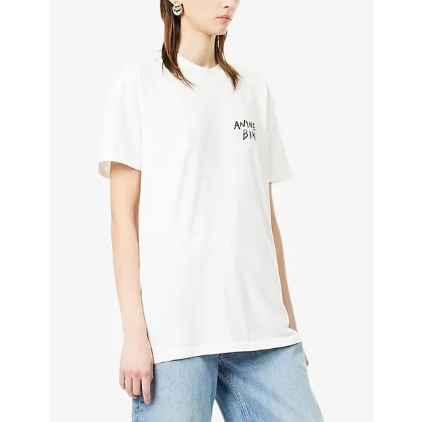 ANINE BING Walker Text-print Cotton T-shirt