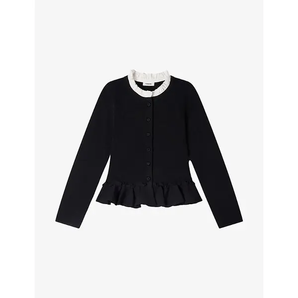 Sandro Stretch-knit Cardigan With Removable Collar