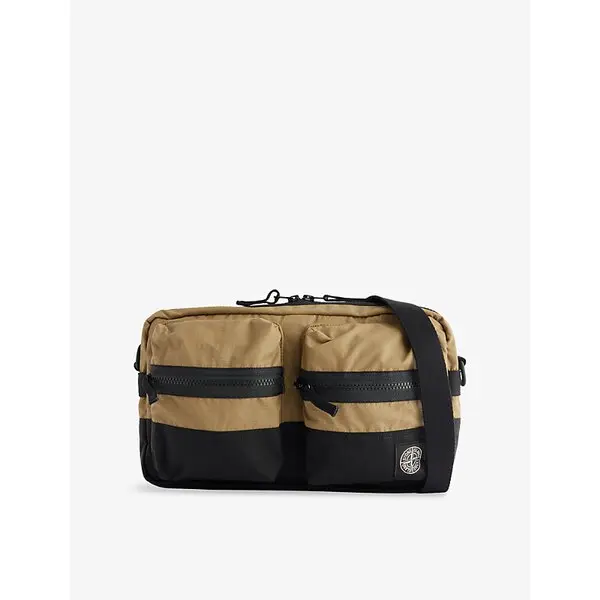Stone Island Brand-patch Cotton Cross Body Bag - Military Green