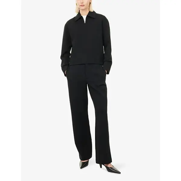 Vince Straight-leg Stretch-cotton Trousers - Black