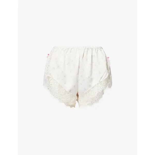 Lounge Lace-trim Floral Print Satin Pyjama Shorts - Pink Ditsy Floral
