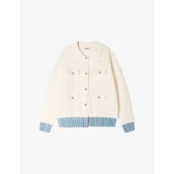 Sandro Denim-hem Knitted Cardigan