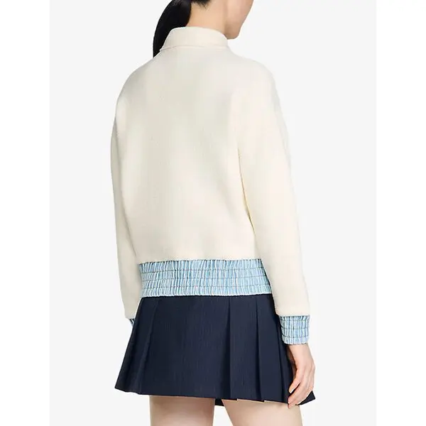 Sandro Denim-hem Knitted Cardigan