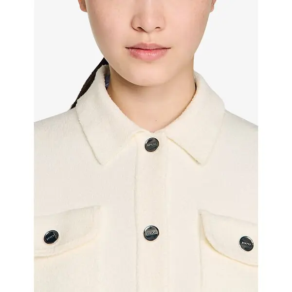 Sandro Denim-hem Knitted Cardigan