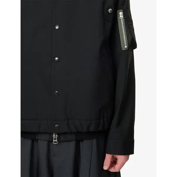 Sacai Contrast-layered Wool-blend And Nylon Jacket