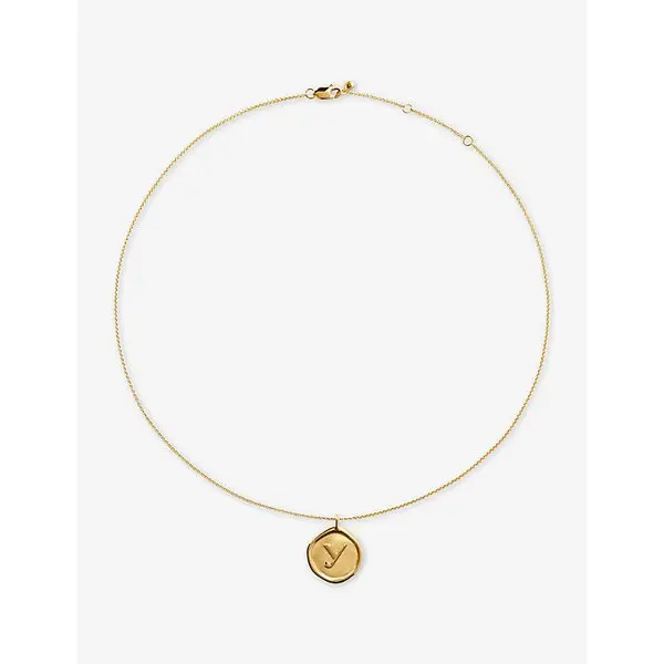 Monica Vinader Initial Y Stamp Vermeil Chain Necklace - Gold