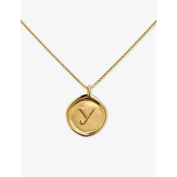 Monica Vinader Initial Y Stamp Vermeil Chain Necklace - Gold