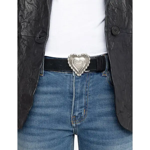 Zadig&Voltaire Sante Fe Crush Suede Belt - Black
