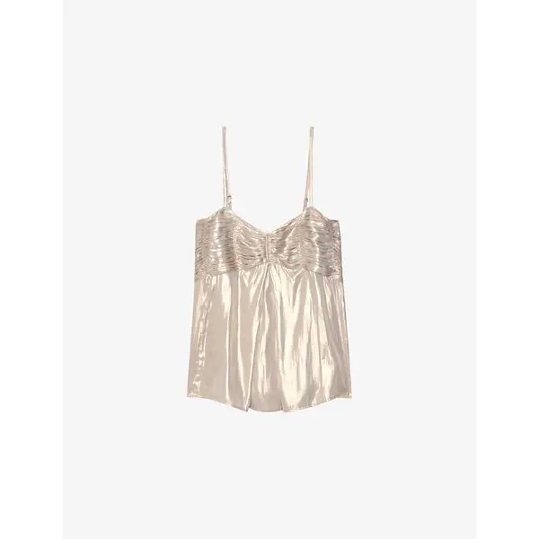 Zadig&Voltaire Cippie Pleated Satin Cami Top - Gold