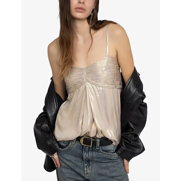 Zadig&Voltaire Cippie Pleated Satin Cami Top