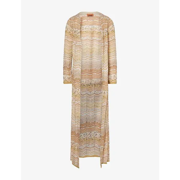 Missoni Sequinned Lamé Metallic-knit Maxi Cardigan - Light Gold