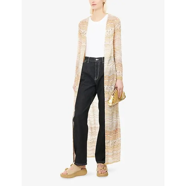 Missoni Sequinned Lamé Metallic-knit Maxi Cardigan - Light Gold