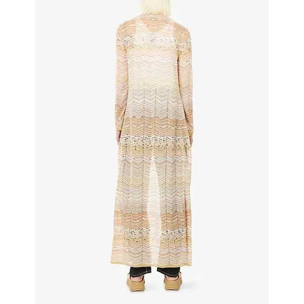 Missoni Sequinned Lamé Metallic-knit Maxi Cardigan - Light Gold