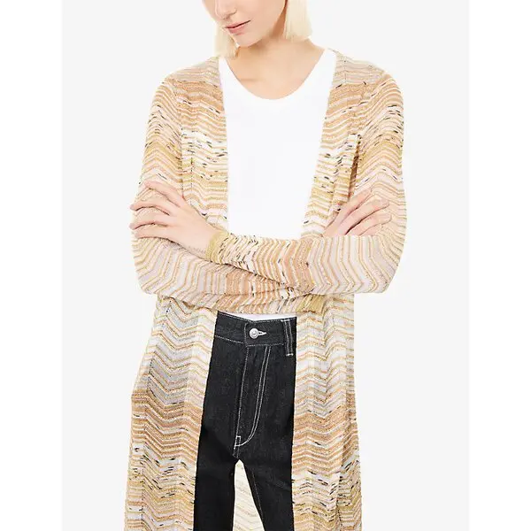 Missoni Sequinned Lamé Metallic-knit Maxi Cardigan - Light Gold