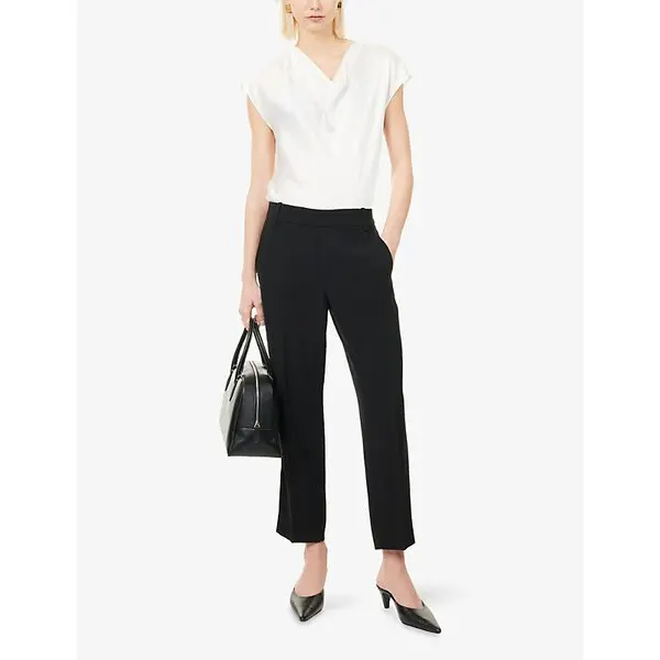 Vince Mid-rise Tapered-leg Stretch-woven Trousers - Black