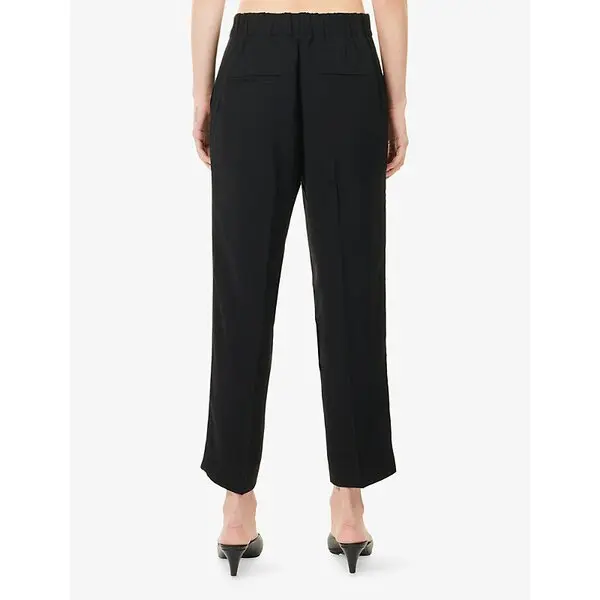 Vince Mid-rise Tapered-leg Stretch-woven Trousers - Black