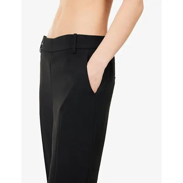 Vince Mid-rise Tapered-leg Stretch-woven Trousers - Black