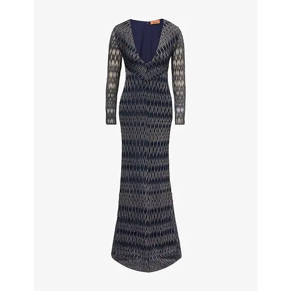 Missoni Chevron-print Lamé Metallic-knit Maxi Dress