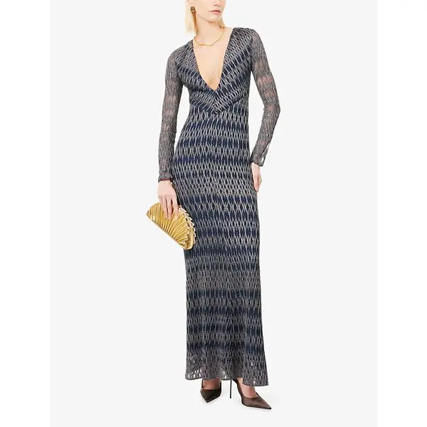 Missoni Chevron-print Lamé Metallic-knit Maxi Dress