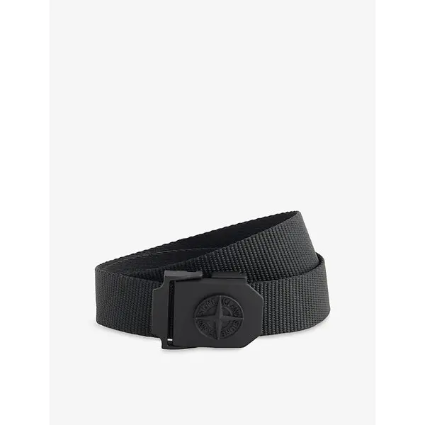 Stone Island Compass Buckle Woven Belt - Black
