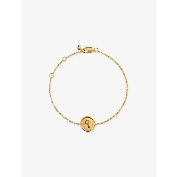 Monica Vinader Initial Q Stamp Vermeil Chain Bracelet - Gold