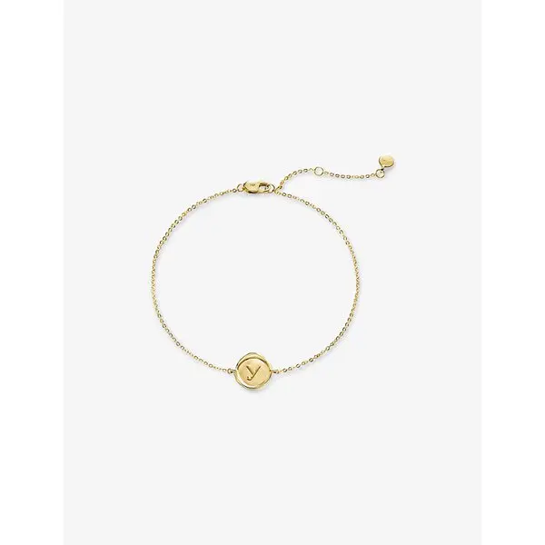 Monica Vinader Mini Initial 'y' Stamp 14ct Solid- Chain Bracelet - Gold