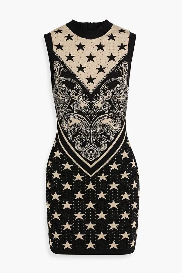 Balmain Jacquard-knit Mini Dress