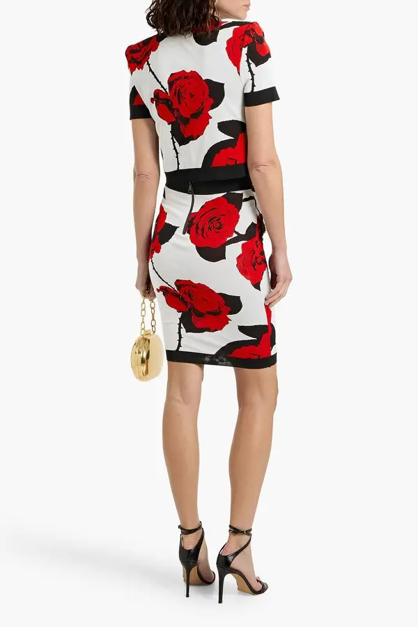 Balmain Floral Jacquard-knit Mini Skirt