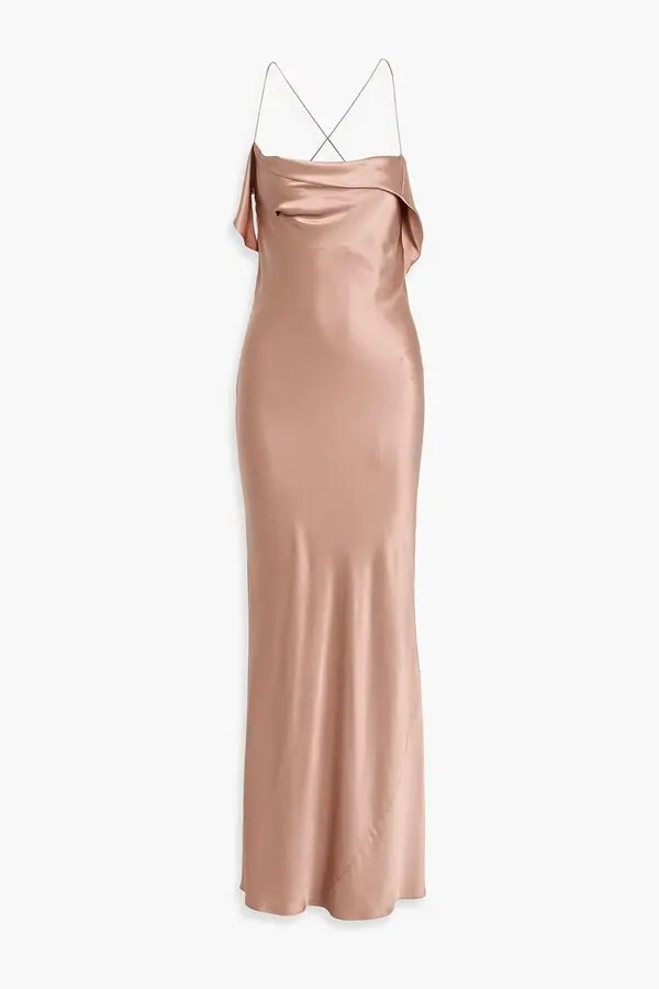 Michelle Mason Draped Silk-satin Gown - Blush