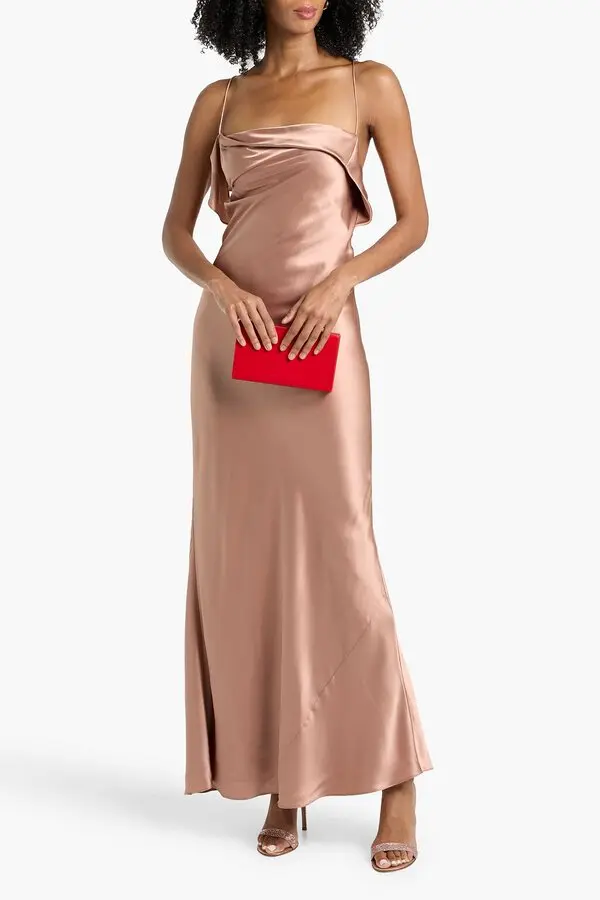 Michelle Mason Draped Silk-satin Gown - Blush