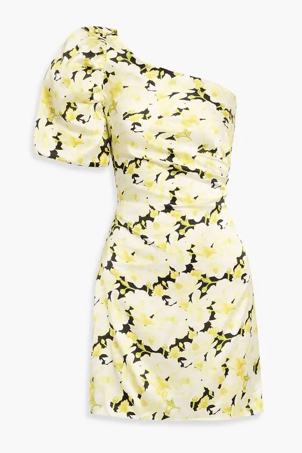 KIKA VARGAS Laverne One-shoulder Mini Dress - Pastel Yellow