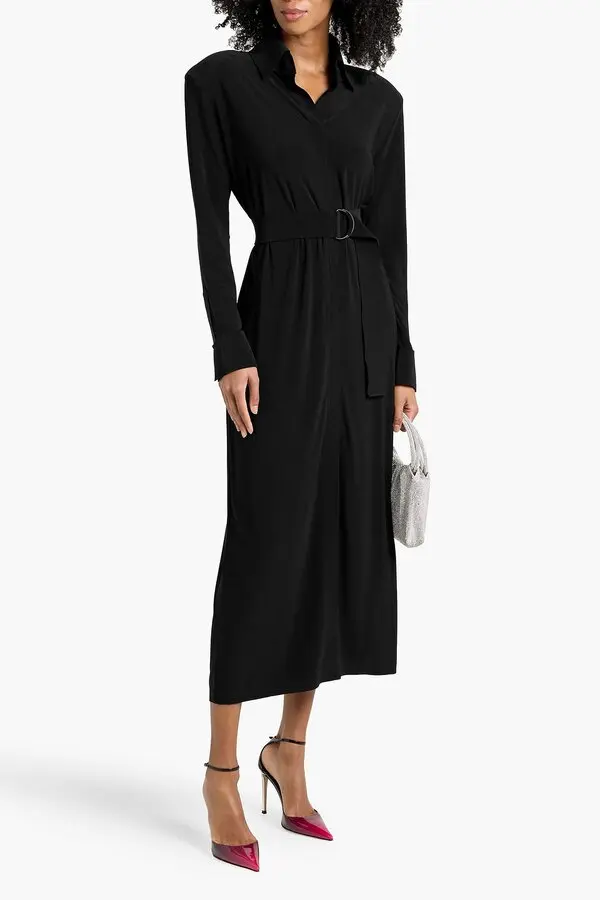 Norma Kamali Belted Stretch-Jersey Maxi Shirt Dress - Black - 55% Off |  Editorialist