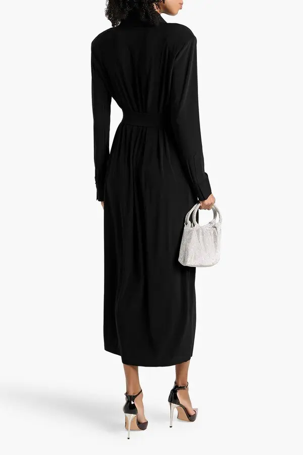 Norma Kamali Belted Stretch-jersey Maxi Shirt Dress