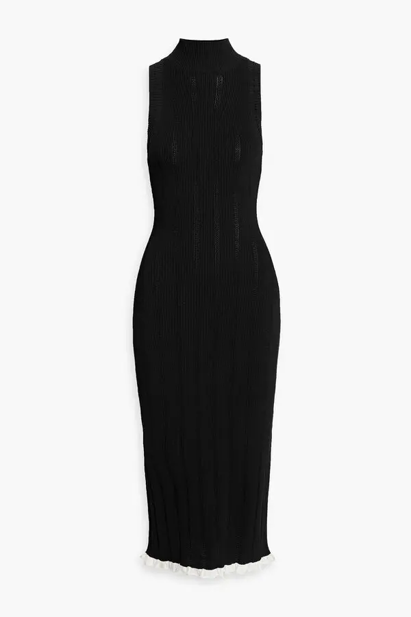 Proenza Schouler Kim Ruffled Pointelle-knit Midi Dress