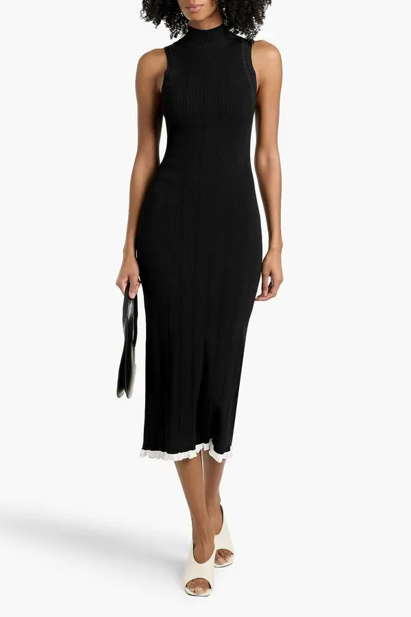 Proenza Schouler Kim Ruffled Pointelle-knit Midi Dress