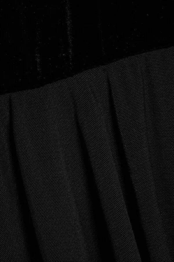 Norma Kamali Pickleball Belted Stretch-velvet And Mesh Mini Dress - Black