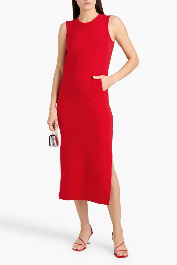 Norma Kamali French Cotton-blend Terry Midi Dress